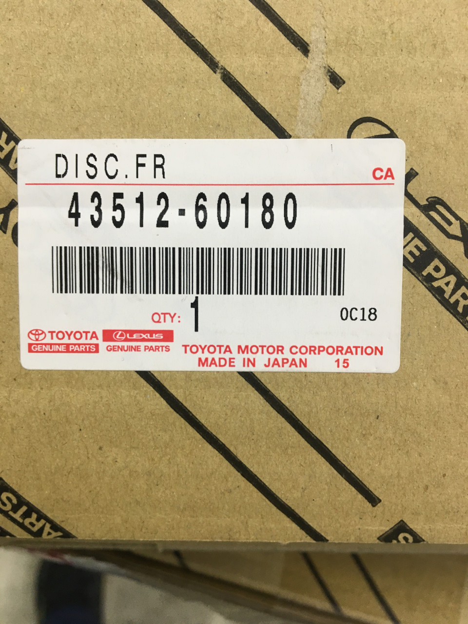 4351260180 Диск тормозной TOYOTA LEXUS | Запчасти на DRIVE2