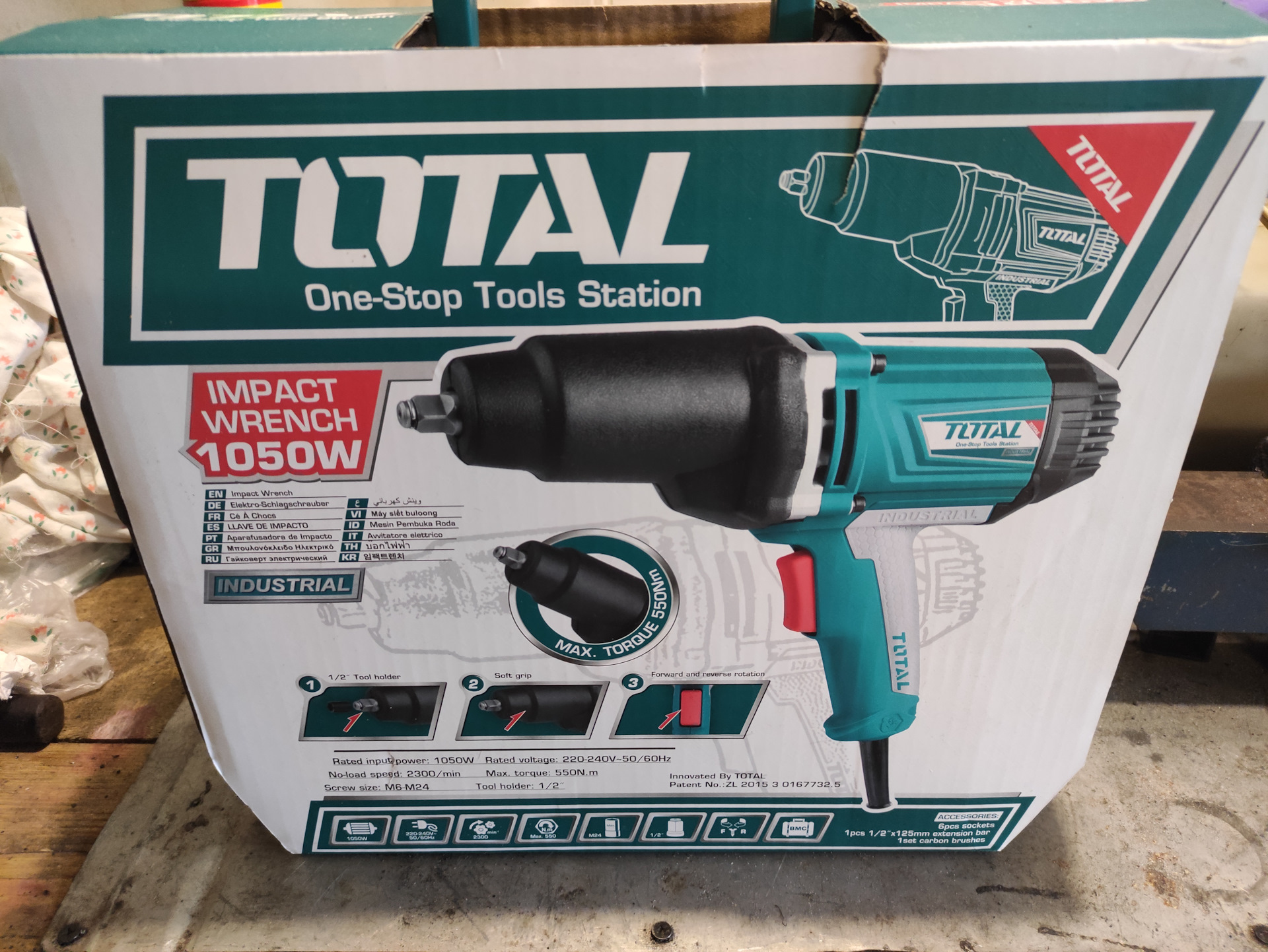 Ударный сетевой гайковерт Total Tiw 10101, набор ударных головок ...