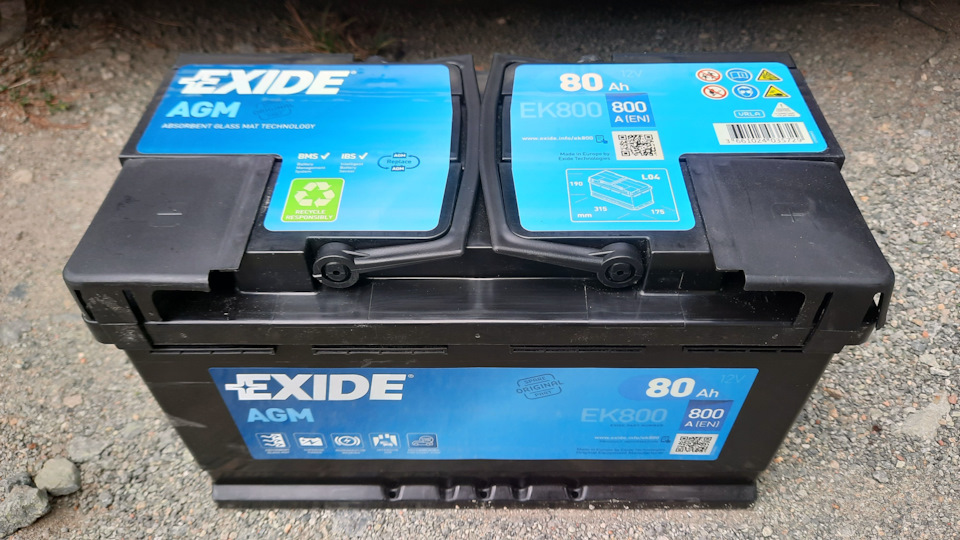Аккумулятор Exide AGM EK800. — Volvo V40 Cross Country, 1,6 л, 2014 ...