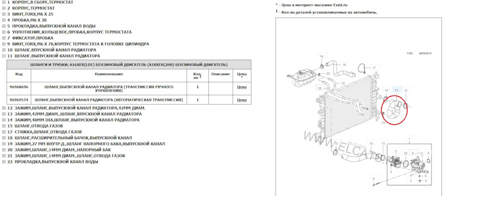 96969574 Шланг радиатора GM | Запчасти на DRIVE2