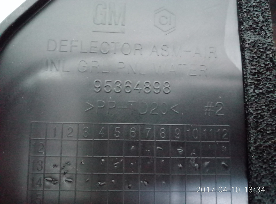 95364898 Панель воздухозаборной решетки GM | Запчасти на DRIVE2