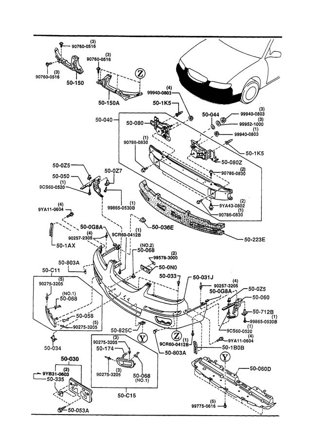 Крепление бампера оригинал — Mazda Millenia, 2,5 л, 2002 года ...