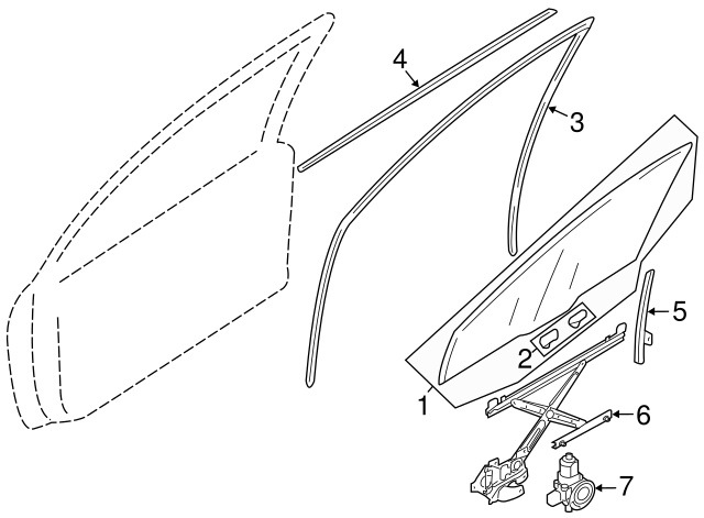 5727A258 УПЛОТНИТЕЛЬ ПЕРЕДНЕЙ ЛЕВОЙ ДВЕРИ ВНУТР. Mitsubishi | Запчасти ...