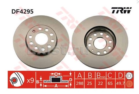DF4295 Тормозной диск для SEAT, VW (FAW), AUDI, VW, SKODA (SVW), AUDI ...