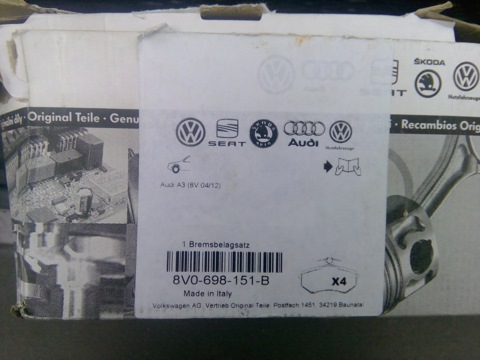 8V0698151B Колодки тормозные дисковые комплект VAG | Запчасти на DRIVE2