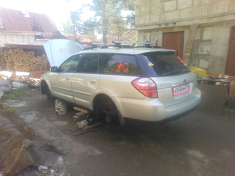 Замена колодок ручника. — Subaru Outback (BP), 2,5 л, 2004 года ...