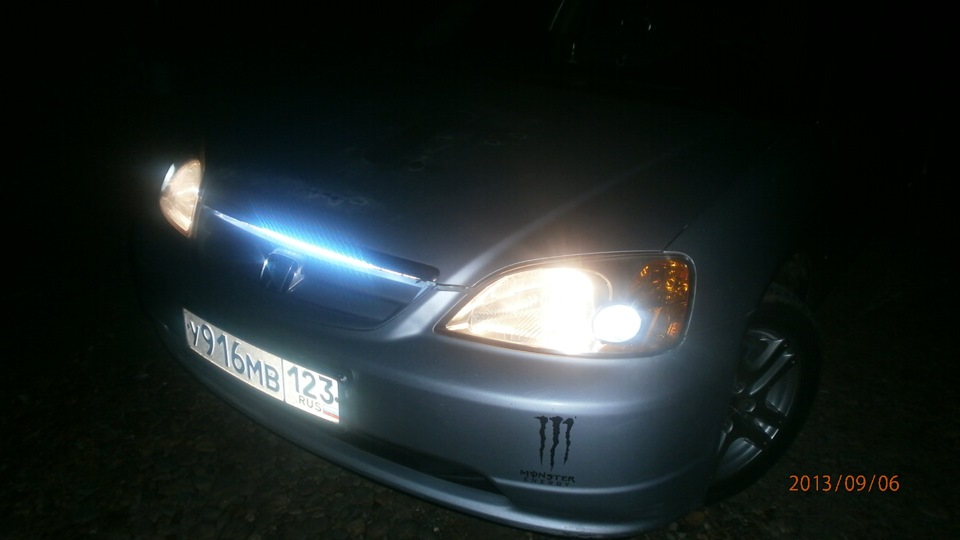 Диодная лента под капот. — Honda Civic (7G), 1,7 л, 2001 года | тюнинг ...
