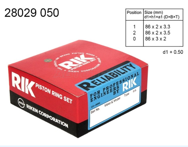 28029050 RIK Кольца поршневые двигателя 2C/2C-T/2C(NEW)/2C-2/3C/3C-T/4Y ...