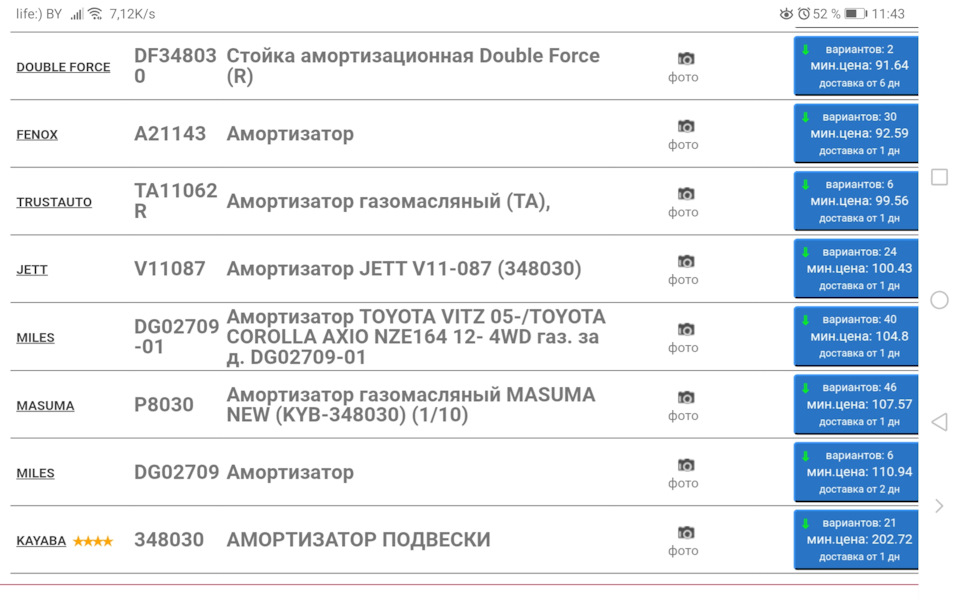 Задние амортизаторы 48530-13212 (upd) — Toyota Corolla Fielder (E160 ...