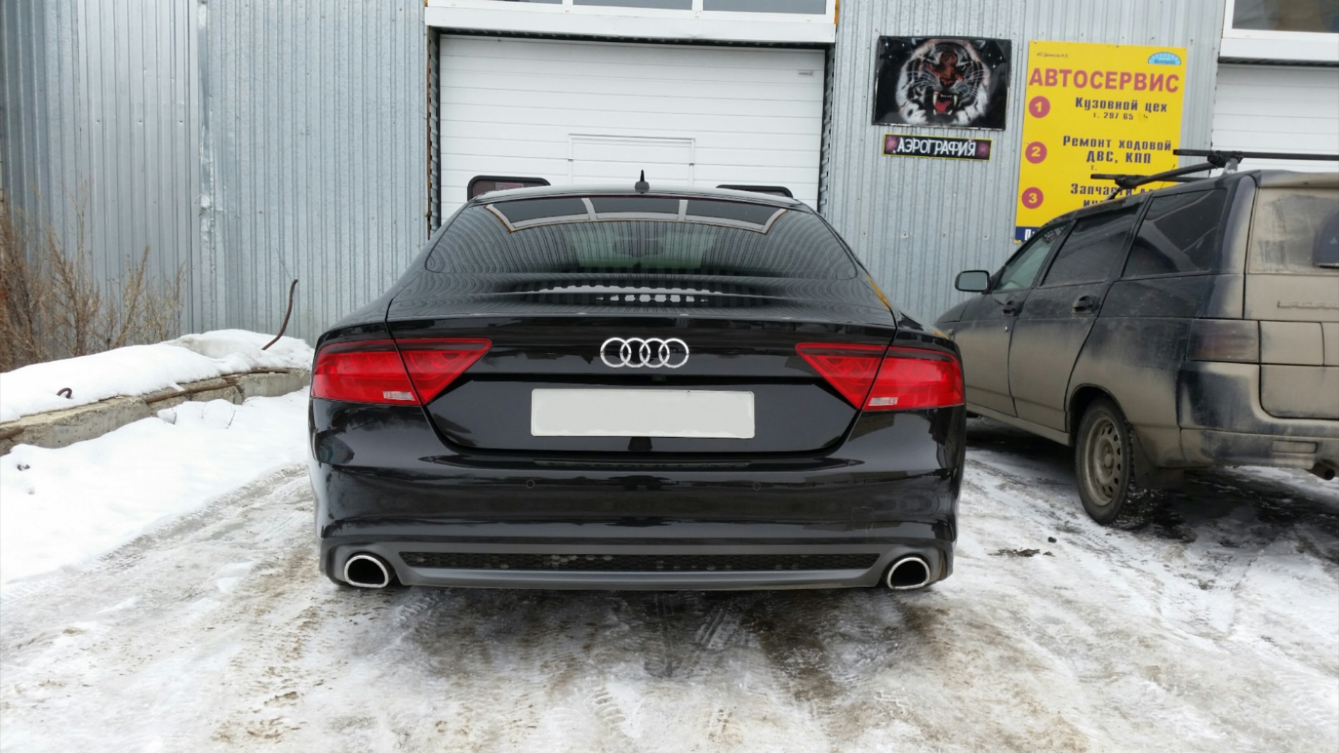 Насадки от Q7 + стронгеры AWG вместо банок — Audi A7 Sportback (1G), 3 ...