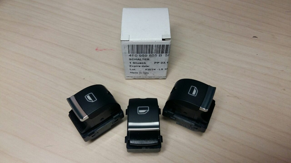 Хром кнопки стеклоподъемников пассажирских дверей — Audi A6 (C6), 4,2 л ...