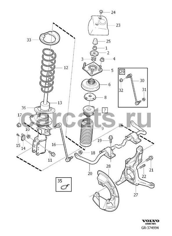 Список з/ч для замены передних амортизаторов — Volvo S80 (1G), 2,4 л ...