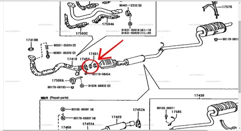 9090105020 Болт крепежный приемной трубы глушителя TOYOTA TOYOTA LEXUS ...