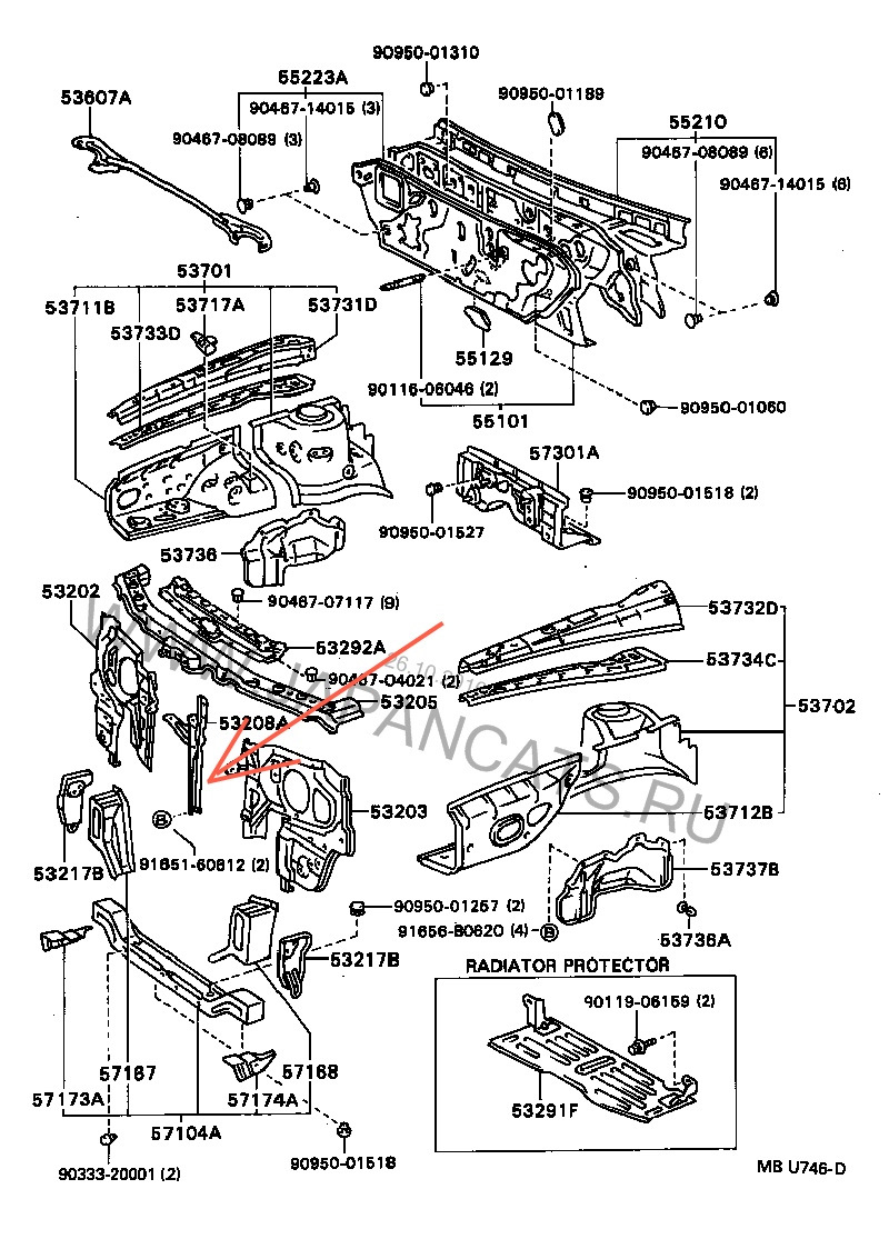 рамка замка капота — Toyota Vista (30), 2 л, 1993 года | поломка | DRIVE2