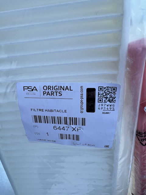 6447XF Фильтр салона Peugeot Citroen | Запчасти на DRIVE2
