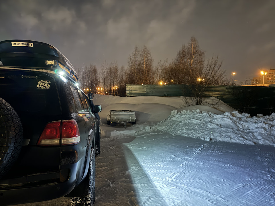 Боковые светильники на экспедиционном багажнике Land Cruiser 200 ...