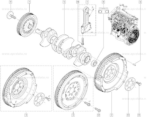 7701479061 Маховик двухмассовый Рено Kangoo 2, Laguna 3, Megane 2 ...