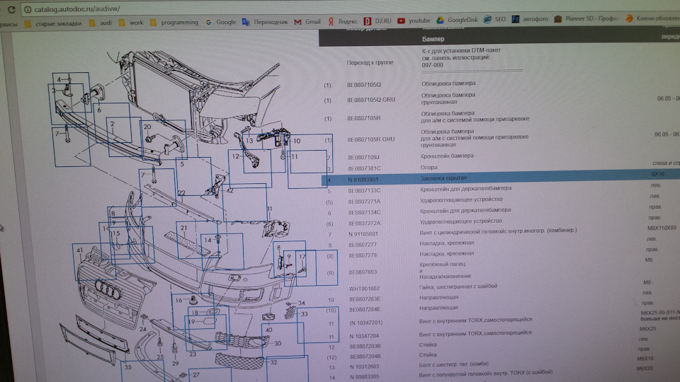 8E0807105QGRU Облицовка бампера VAG | Запчасти на DRIVE2