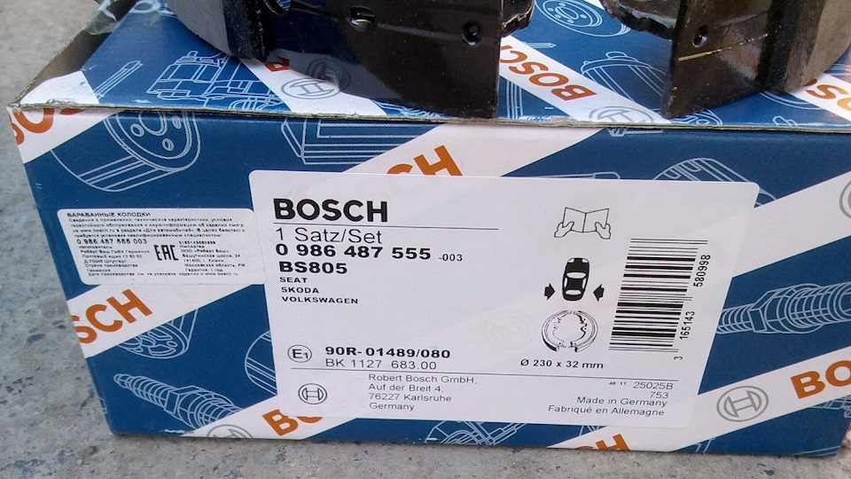 0986487555 Тормозные колодки барабанные BOSCH | Запчасти на DRIVE2