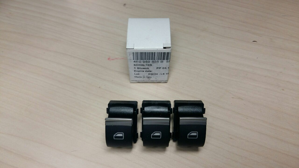 Хром кнопки стеклоподъемников пассажирских дверей — Audi A6 (C6), 4,2 л ...