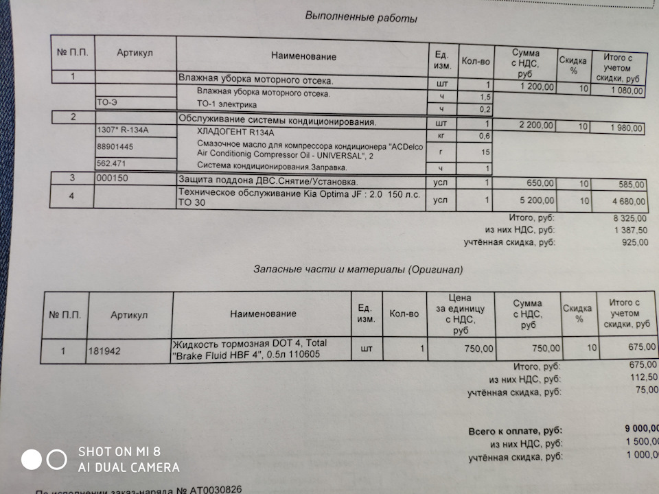 ТО #2 ; новая отзывная. — KIA Optima (4G), 2 л, 2018 года | плановое ТО ...
