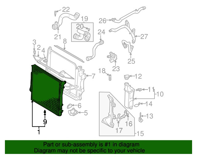 17101439103 РАДИАТОР ДВС X5 E53 SAV (M54, M57, M62) 2000-2006 BMW ...