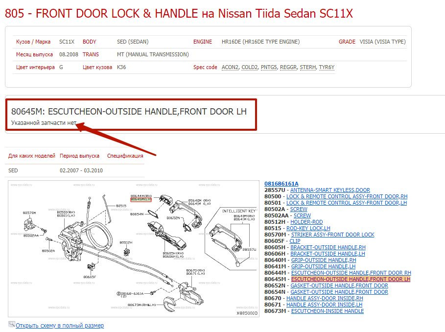 Сломалась накладка ручки двери водительской Tiida — Nissan Tiida (1G ...