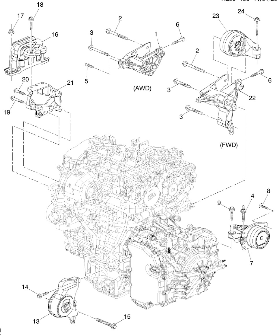 Опоры двигателя — детали — Chevrolet Captiva (1G), 2,2 л, 2013 года ...