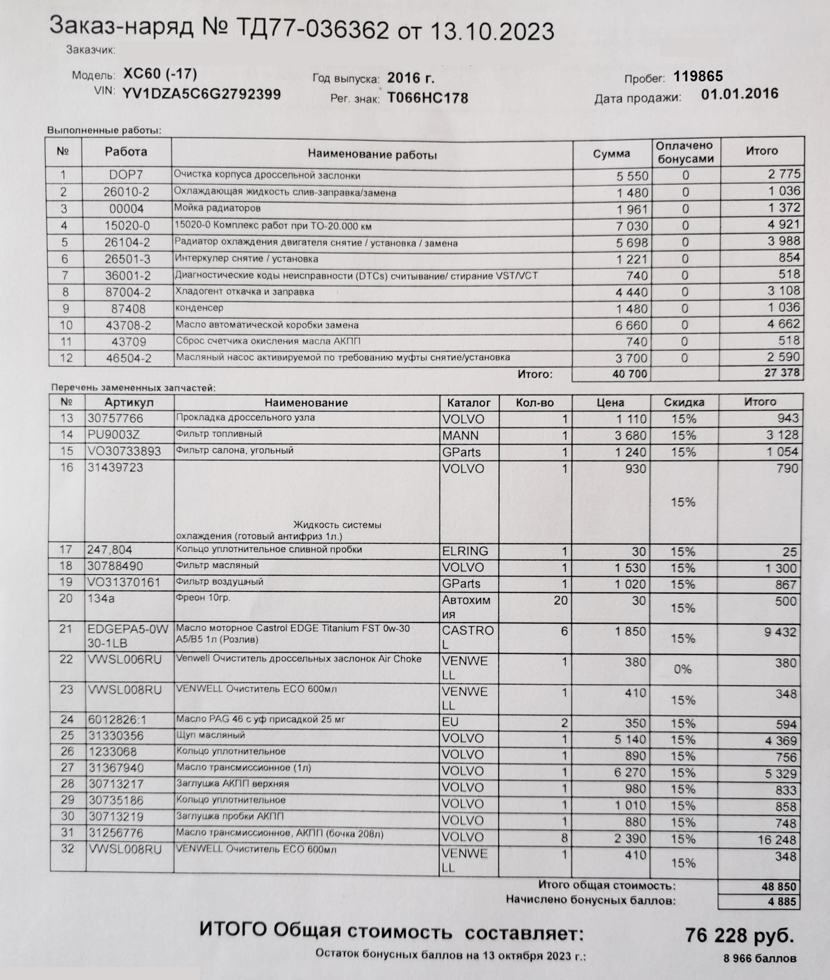 Прохождение очередного ТО на 120 тыс км + промывка радиаторов + чистка ...