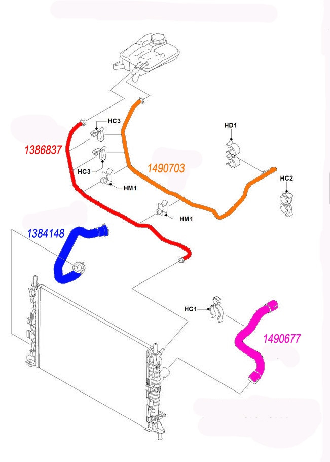 1386837 Шланг расширительного бачка / C-Max, Focus-II Zetec-S 03~ Ford ...