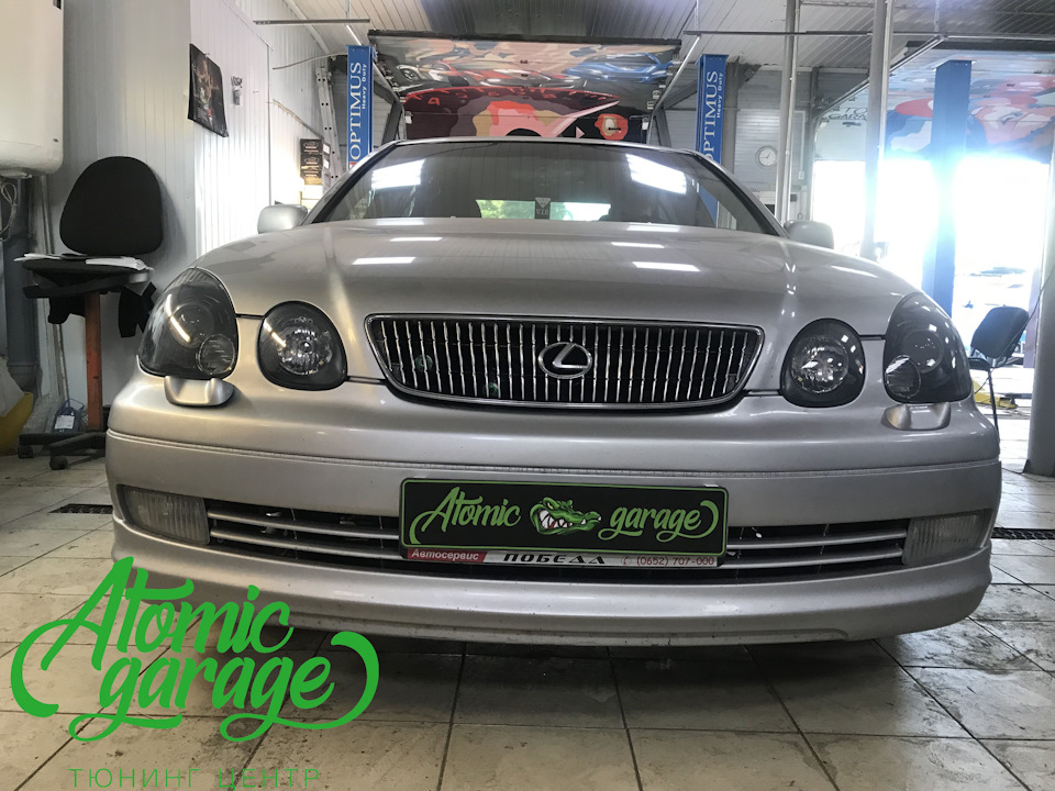 Lexus GS300, установка линз Bi-Led Optima Professional, LED ДХО ...