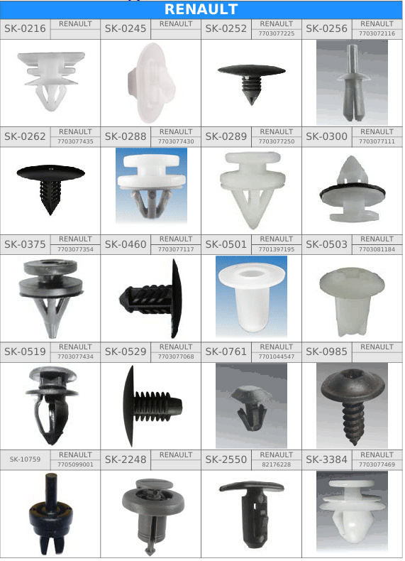 Пластиковые крепежные изделия на Рено (Клипсы, пистоны и некоторые ...