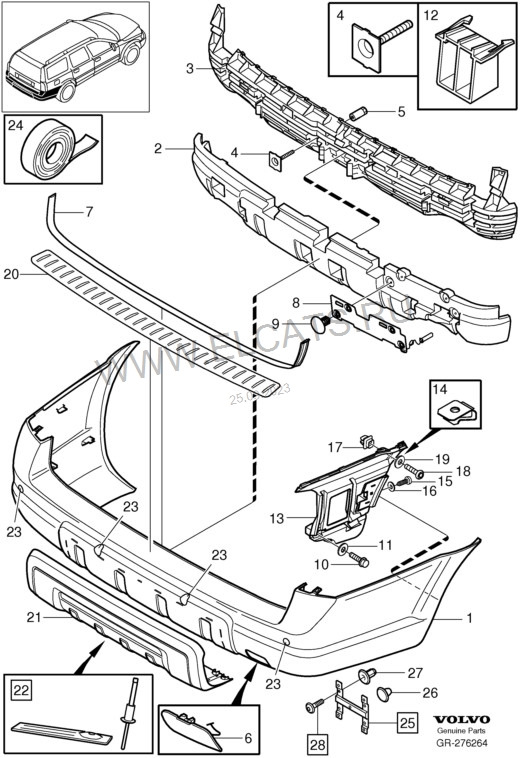 Заглушка бампера 9484558 / 9190999 — Volvo XC70 II, 2,4 л, 2002 года ...