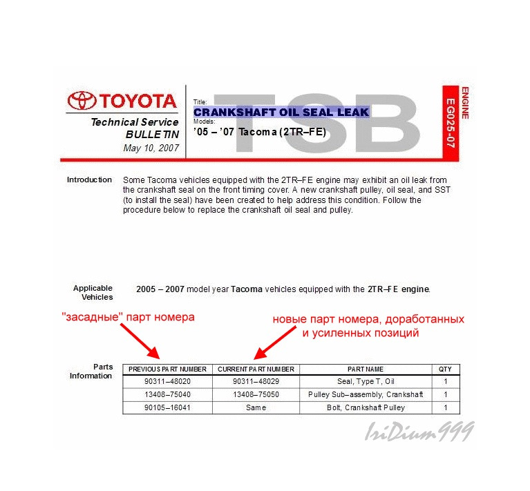 Замена переднего сальника коленвала 2TR-FE — Toyota Land Cruiser Prado ...