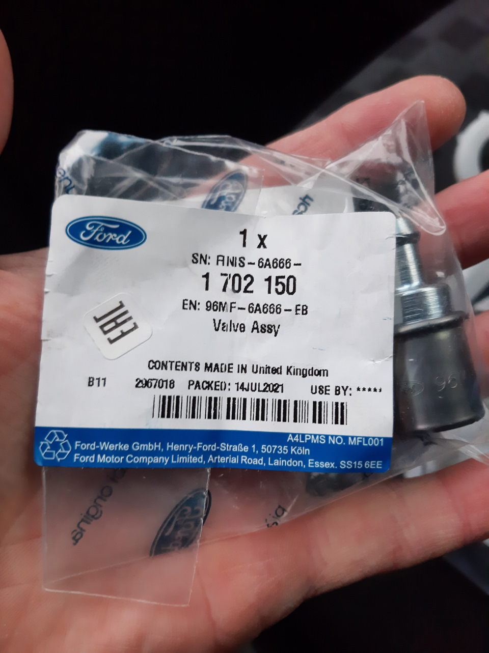 1702150 Клапан рециркуляции картерных газов Ford | Запчасти на DRIVE2