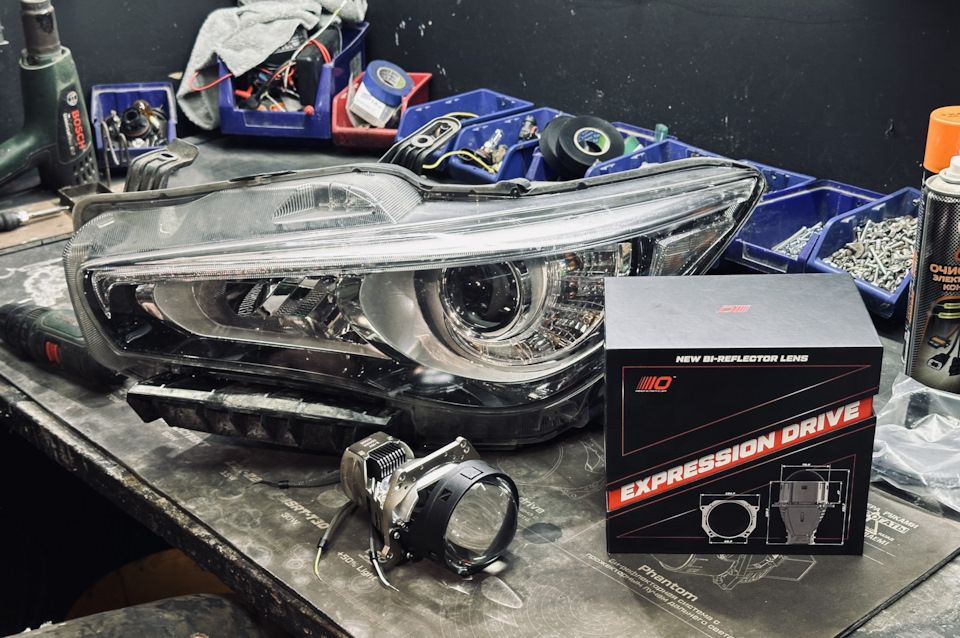Установка Bi-Led модулей Optima Expression Drive — Infiniti q50, 2 л ...