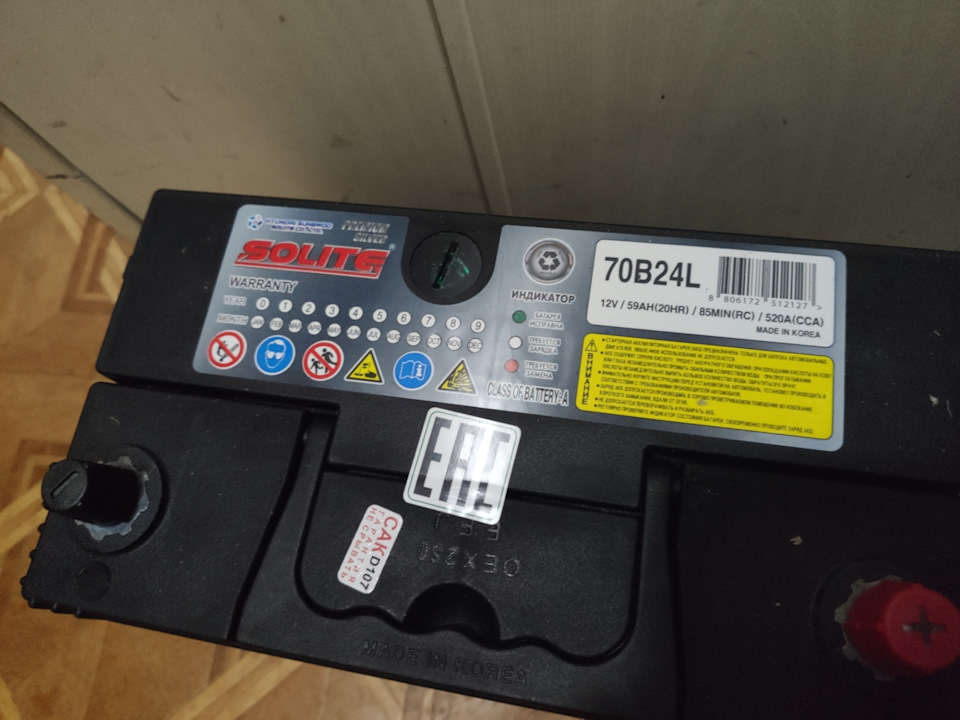 Замена АКБ Solite 70b24l — Honda CR-V (RD4/RD5/RD6/RD7), 2,4 л, 2005 года | расходники | DRIVE2