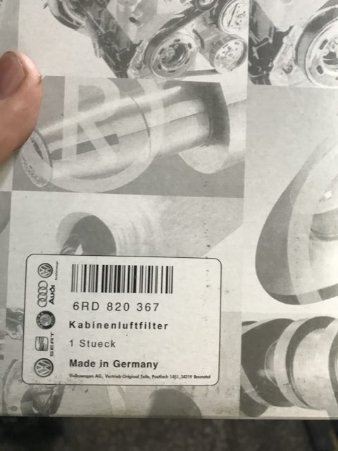 6RD820367 Фильтр, воздух во внутренном пространстве VAG | Запчасти на ...