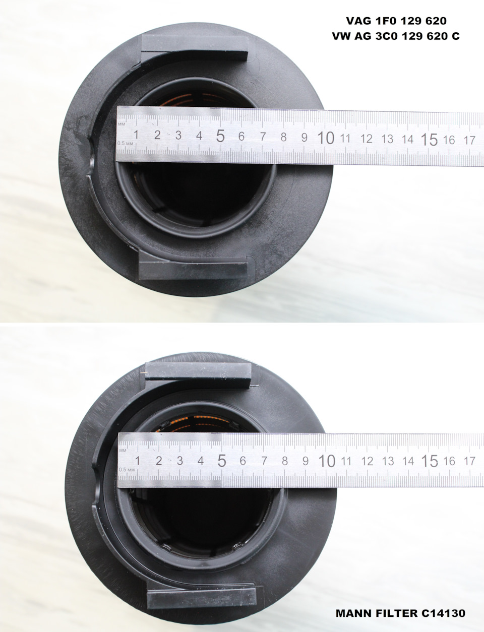 VAG 1F0 129 620 (VW AG 3C0 129 620C) vs MANN C14130 — Volkswagen Golf ...