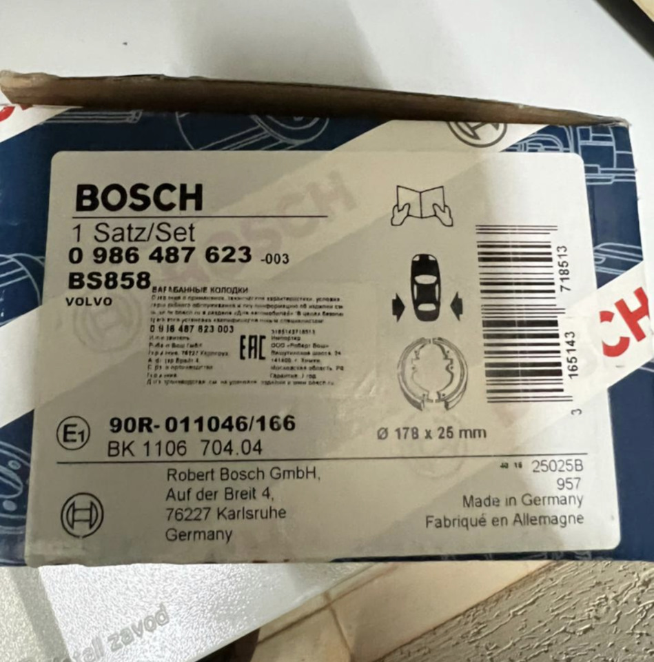 0986487623 Барабанные колодки стояночного тормоза BOSCH | Запчасти на ...