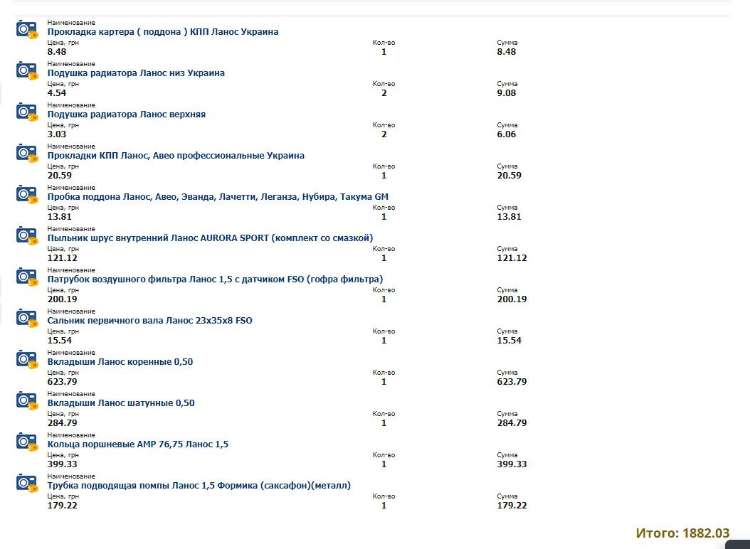 Расходники и запчасти для ремонта ДВС. Часть 4. — Daewoo Lanos, 1,5 л ...