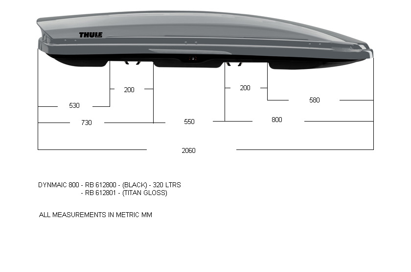 612801 Бокс Thule Dynamic M (800), 206х84х34 см, титановый глянцевый ...
