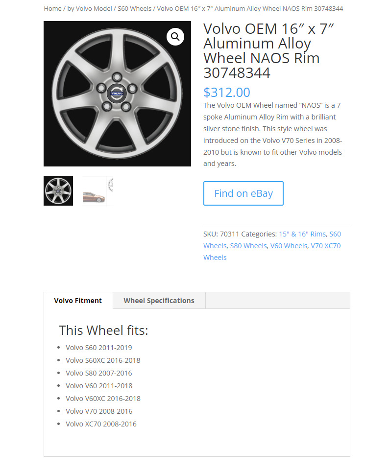 30748344 Диск колесный литой NAOS x 16 Volvo | Запчасти на DRIVE2