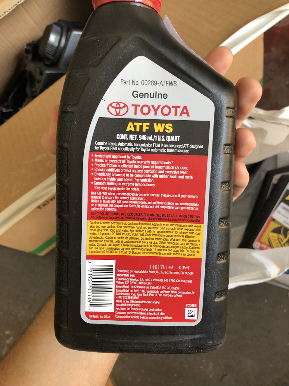 00289ATFWS Масло трансмиссионное синтетическое ATF WS, 1л TOYOTA LEXUS ...