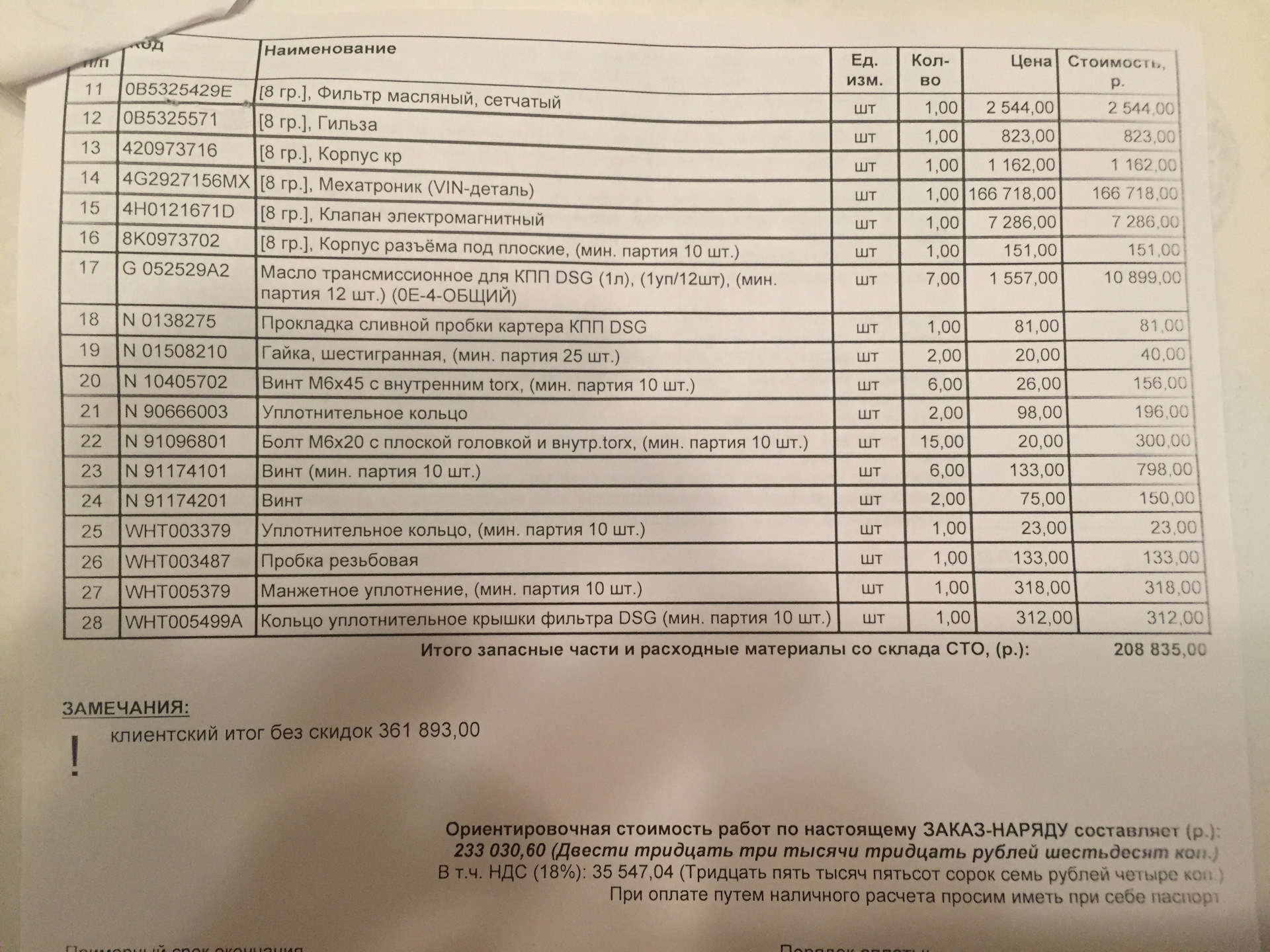 Стоимость ремонта — Audi A7 Sportback (1G), 3 л, 2012 года | визит на ...