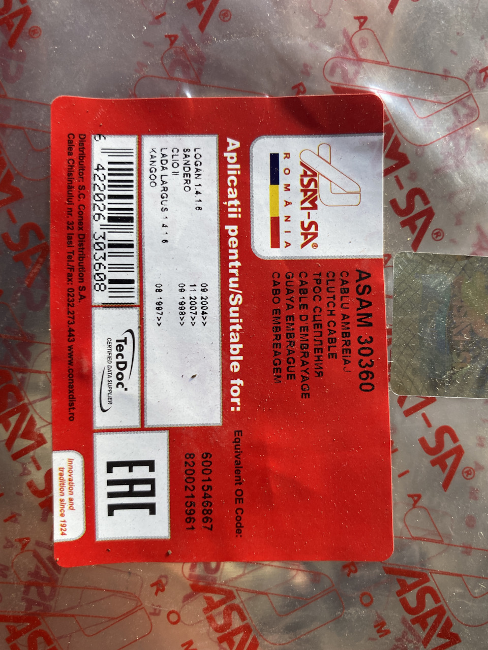 6001546867 Трос привода сцепления RENAULT | Запчасти на DRIVE2