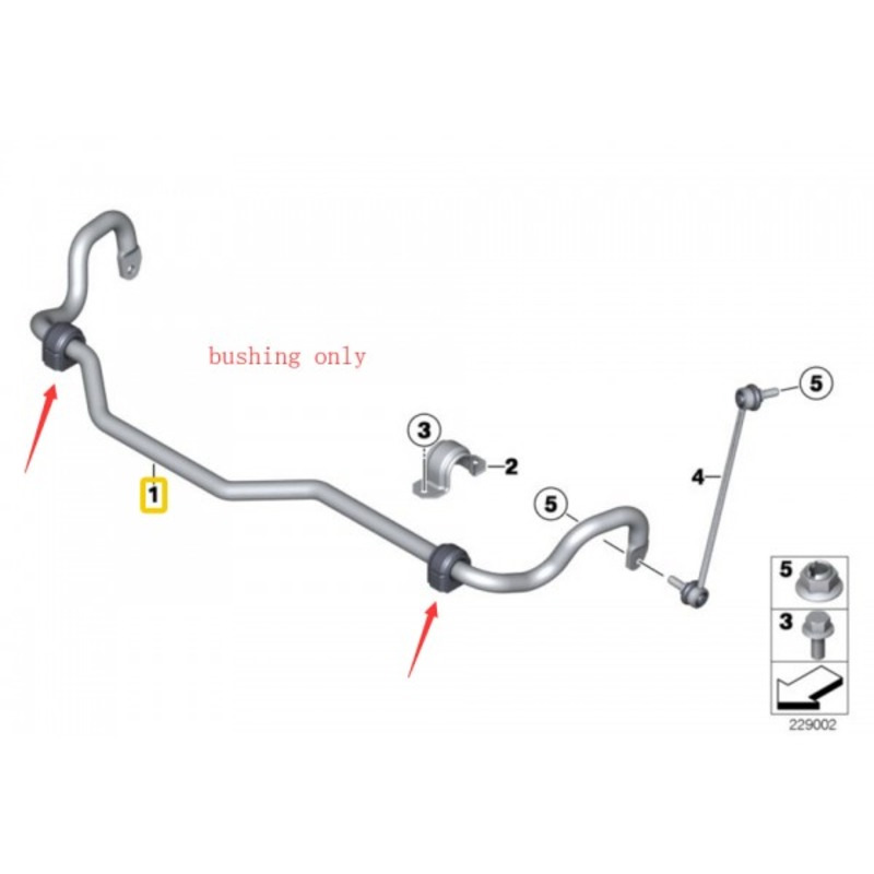 Втулки стабилизатора BMW F30, F20, F21, F22, F23, F31, F32, F33, F35 ...