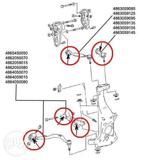 Комплект сайлентблоков передней подвески MetGum — Lexus LS (USF40/41 ...