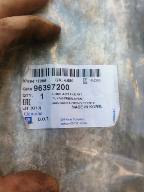 96397200 Шланг тормозной левый GM | Запчасти на DRIVE2