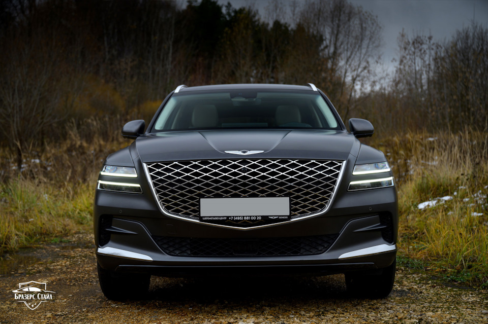 Оклейка Genesis GV80 матовой полиуретановой плёнкой Legend Matte ...